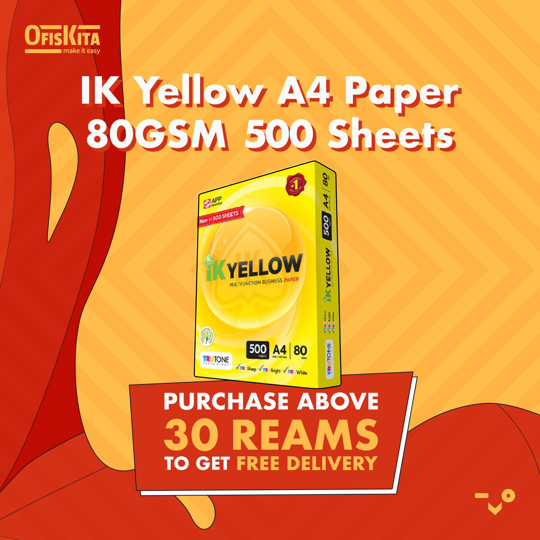 Ofiskita | IK Yellow A4 Paper 80gsm 500 Sheets